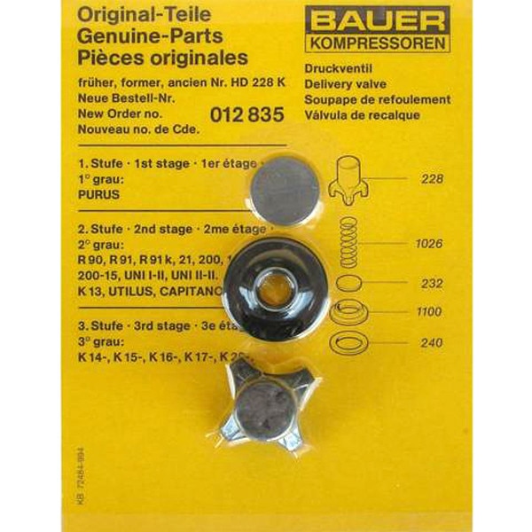 012835 Discharge Valve Kit | OEM Bauer Compressors Maintenance Parts ...